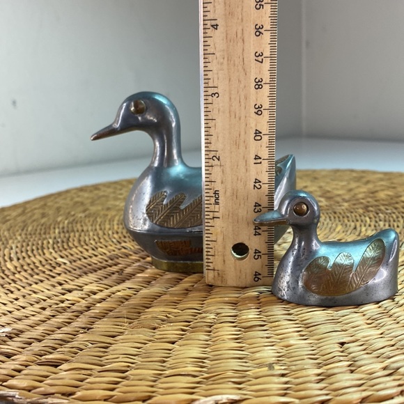 Vintage | Accents | Vintage Pewter And Brass Set Of Two Ducks Trinket ...